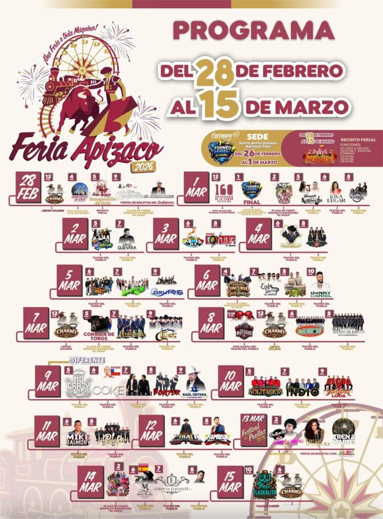 Feria Apizaco 2026: programa general - Ferias en México